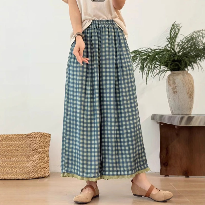 Quần baggy lưng thun ống rộng kẻ caro - Q274 – kamaka.vn